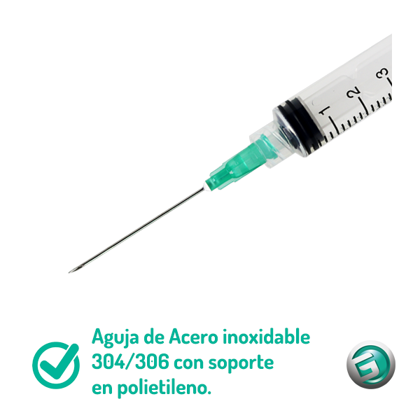 TuMaterialMédico.com | Jeringa de 10 cc con Aguja 21G x 1 1/2" Luer Lock GROSSMED